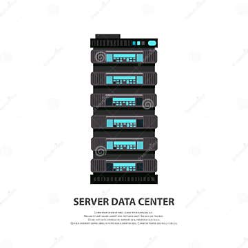Cartoon Server Data Center Icon in Flat Style Isolated on White. Big ...