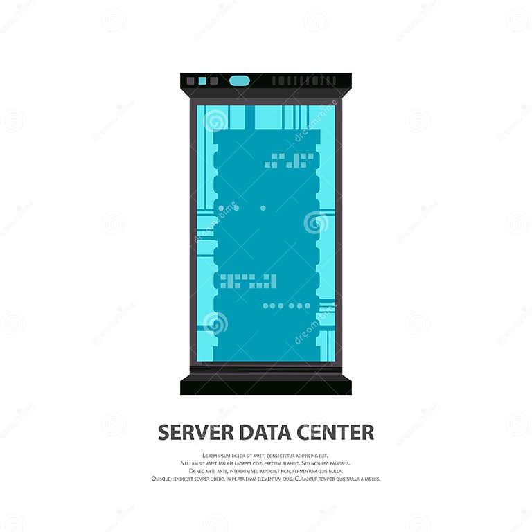 Cartoon Server Data Center Icon in Flat Style Isolated on White. Big ...