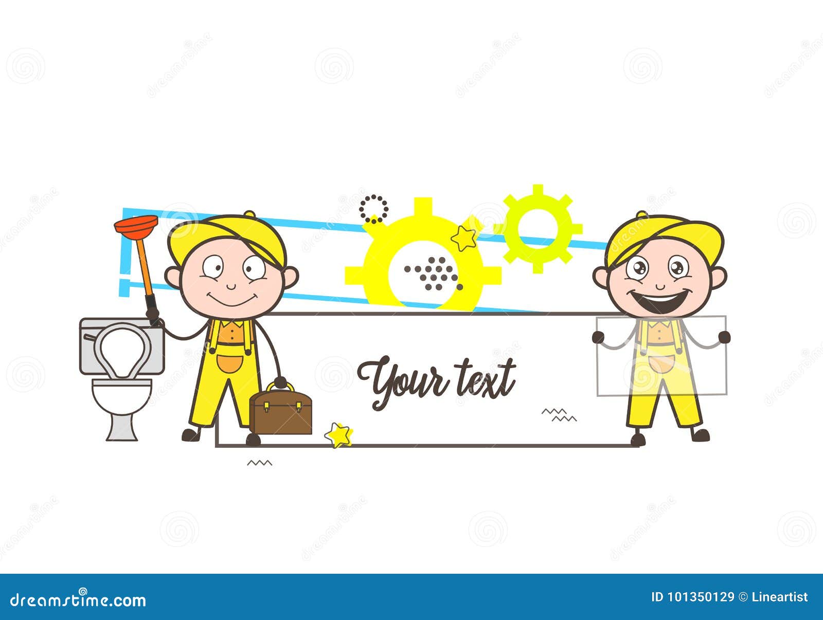 Cartoon Service Man with Advertisement Banner Vector Concept Stock ...