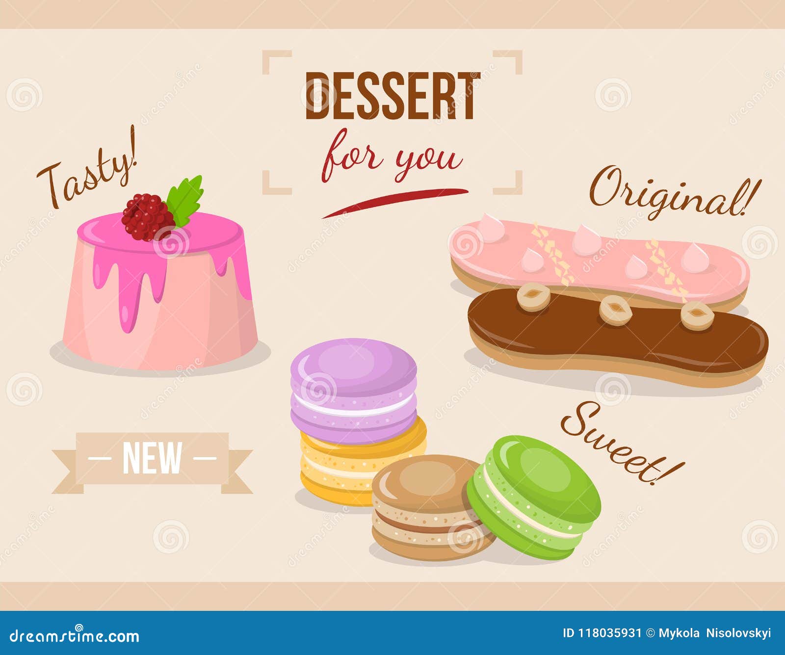 Cartoon Set of Cake with Glaze Stock Vector - Illustration of isolated ...
