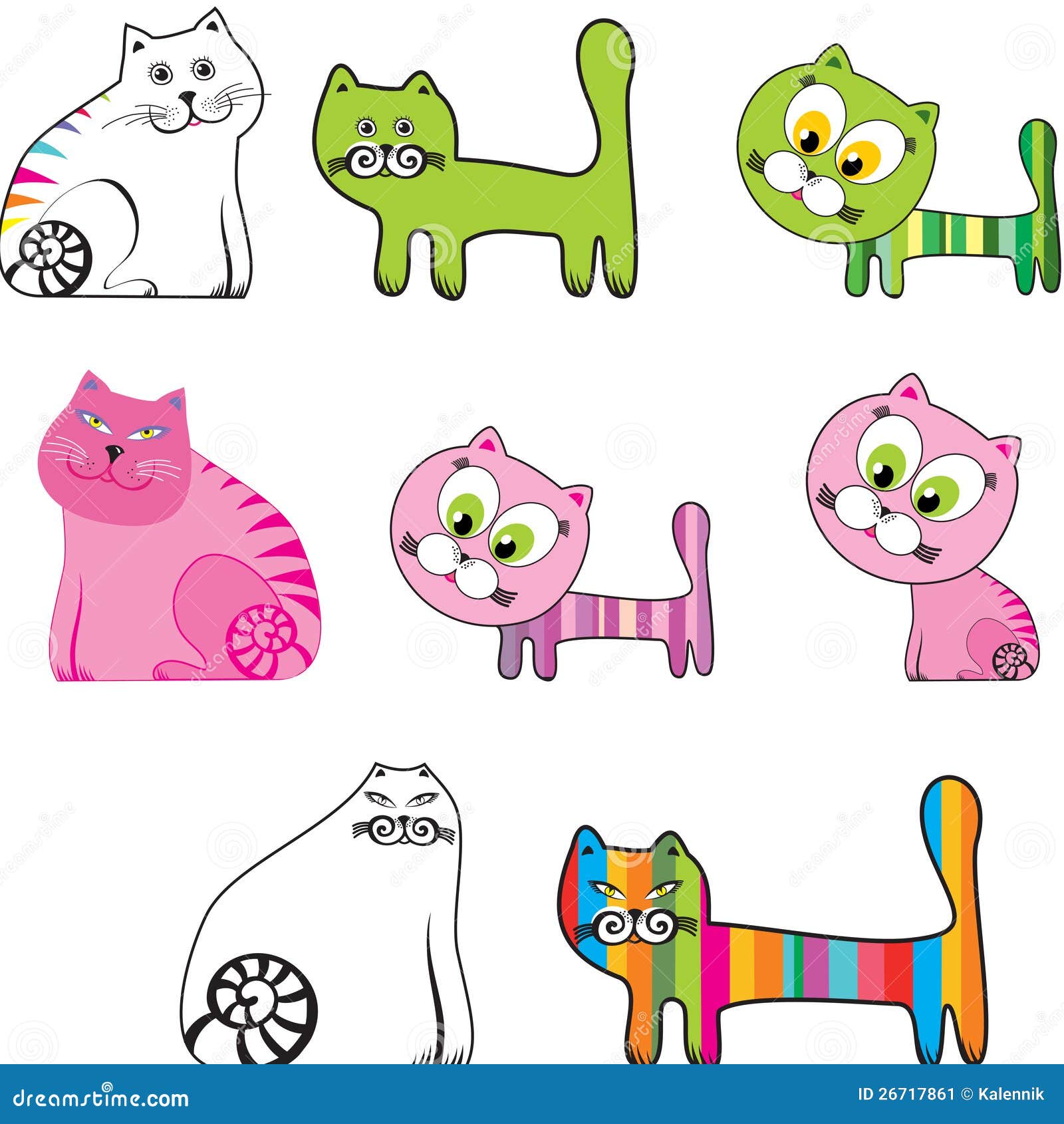 Cartoon set of cats stock vector. Illustration of cute - 26717861