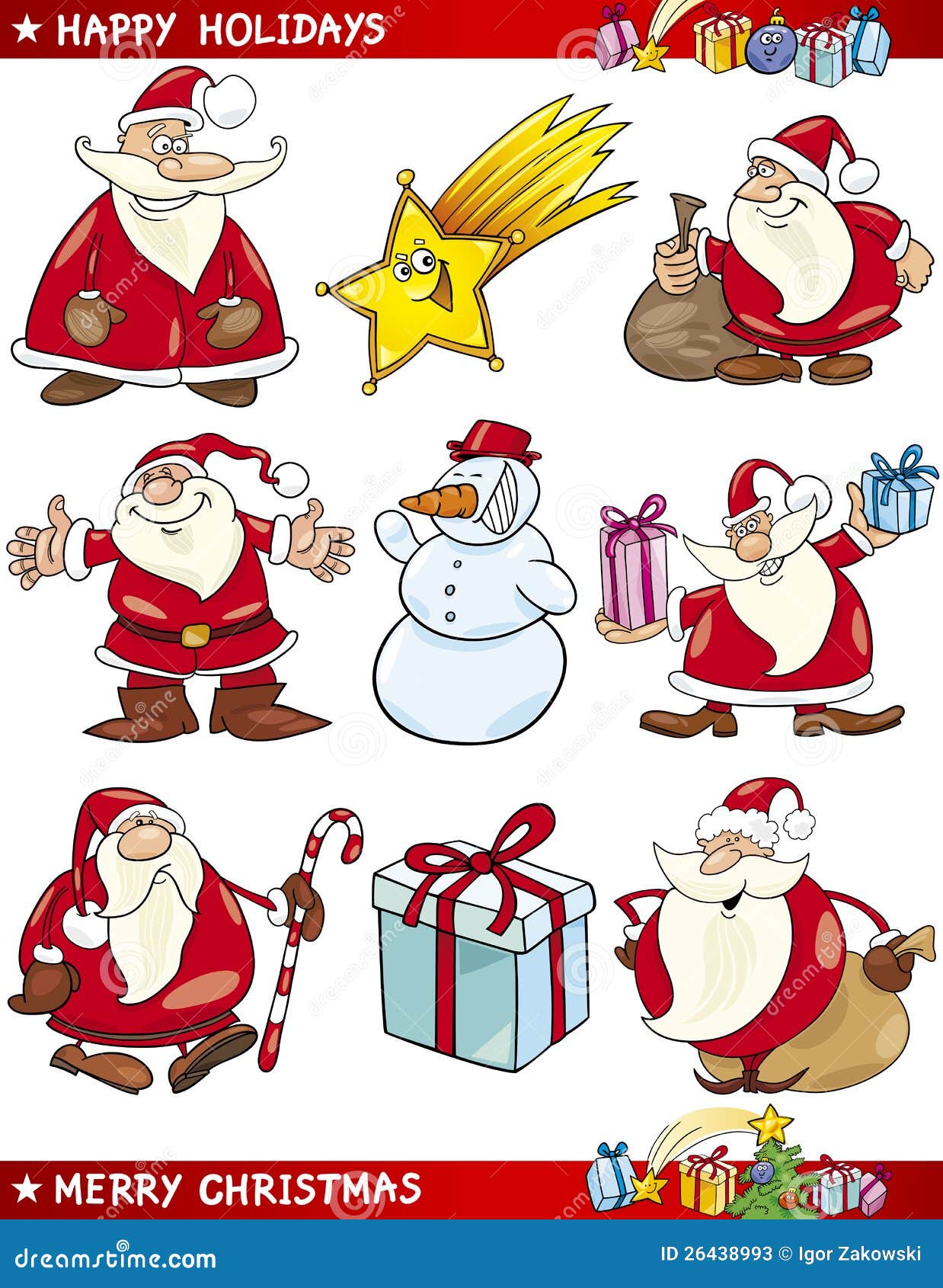 Cartoon Set of Christmas Themes Stock Vector - Illustration of ...