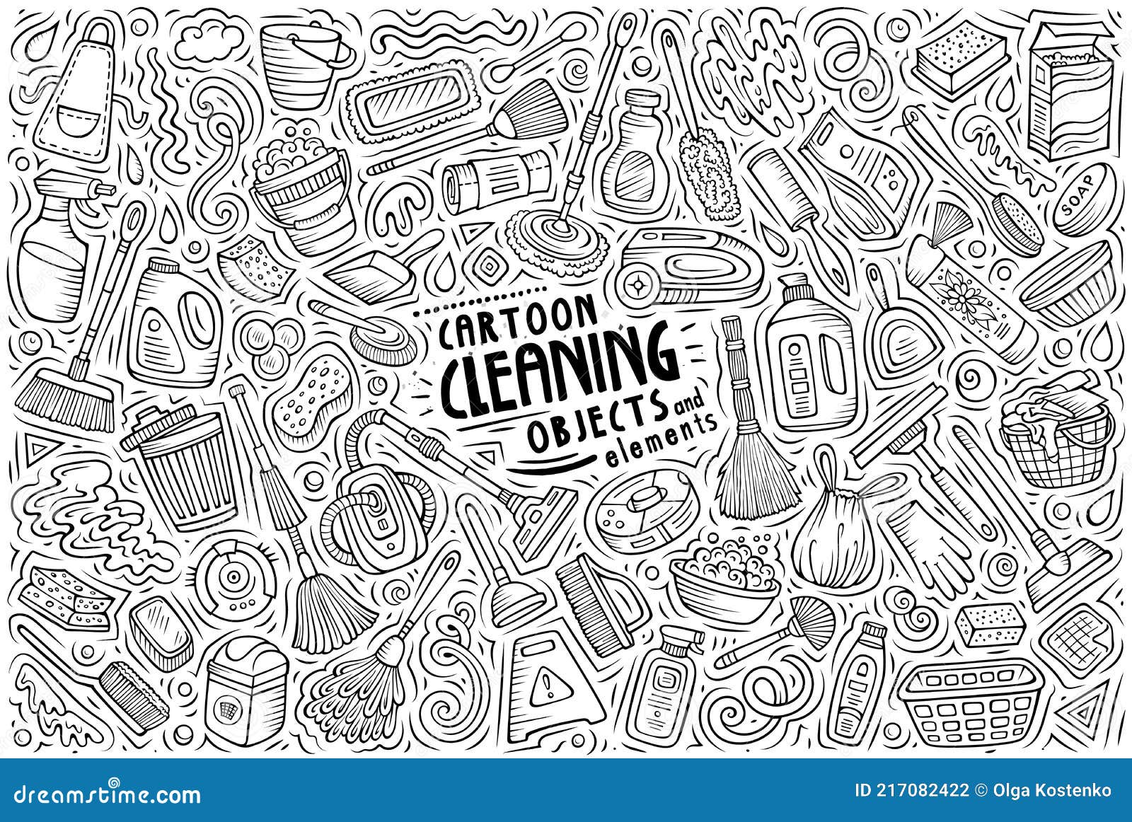Cartoon Set of Cleaning Theme Items, Objects and Symbols Stock Vector ...