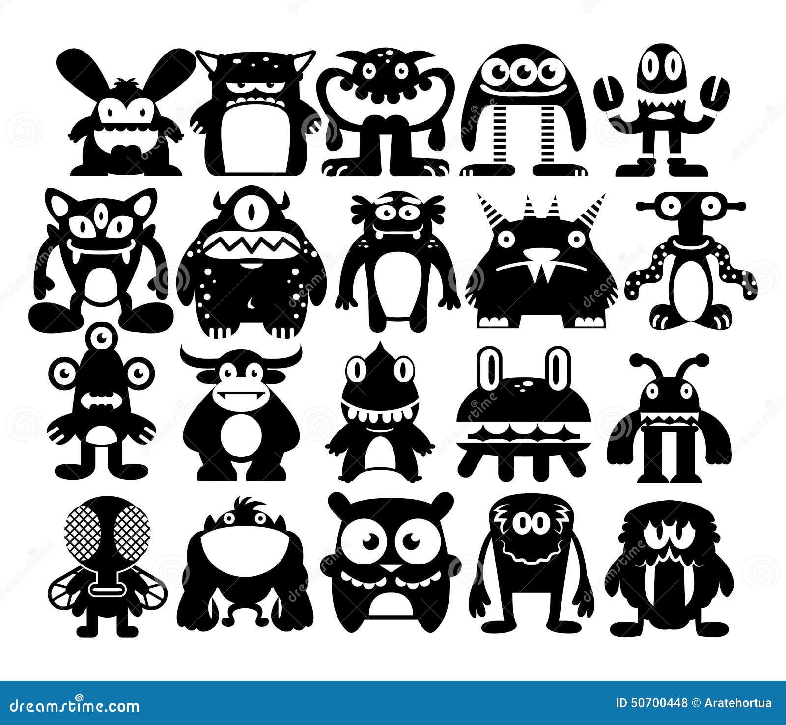 Cartoon Set of Different Monsters Isolated Stock Illustration ...