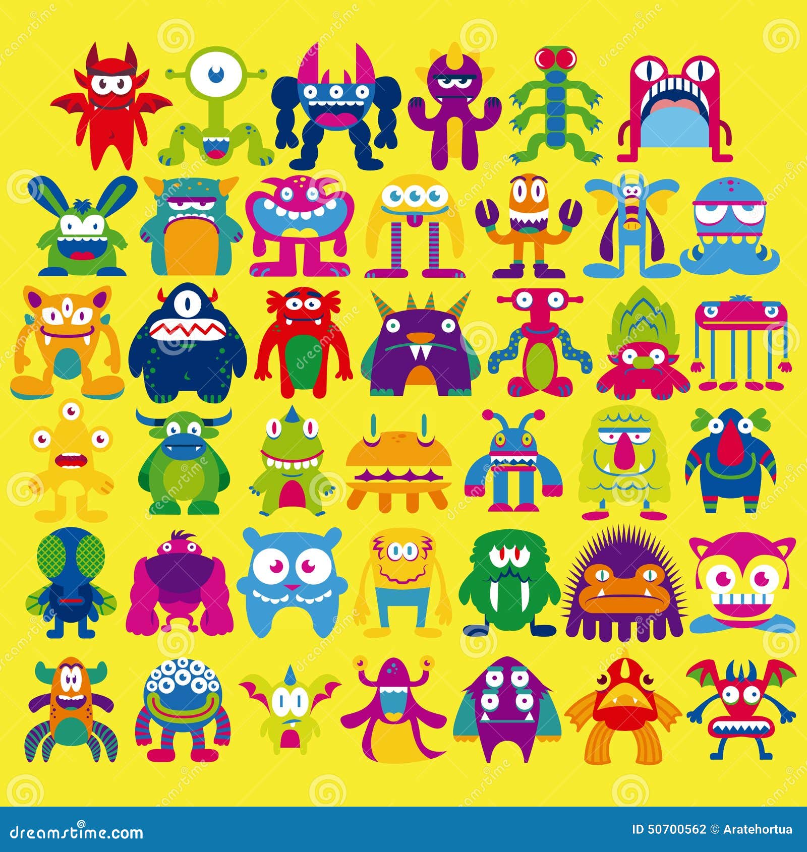 Cartoon Set of Different Monsters Isolated Stock Illustration ...