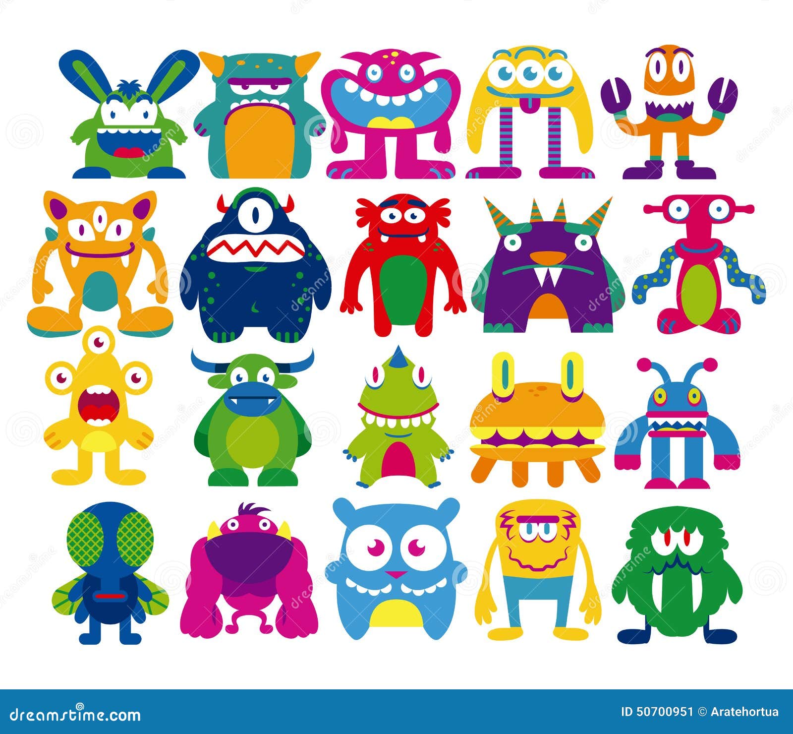 Cartoon Set of Different Monsters Isolated Stock Illustration ...