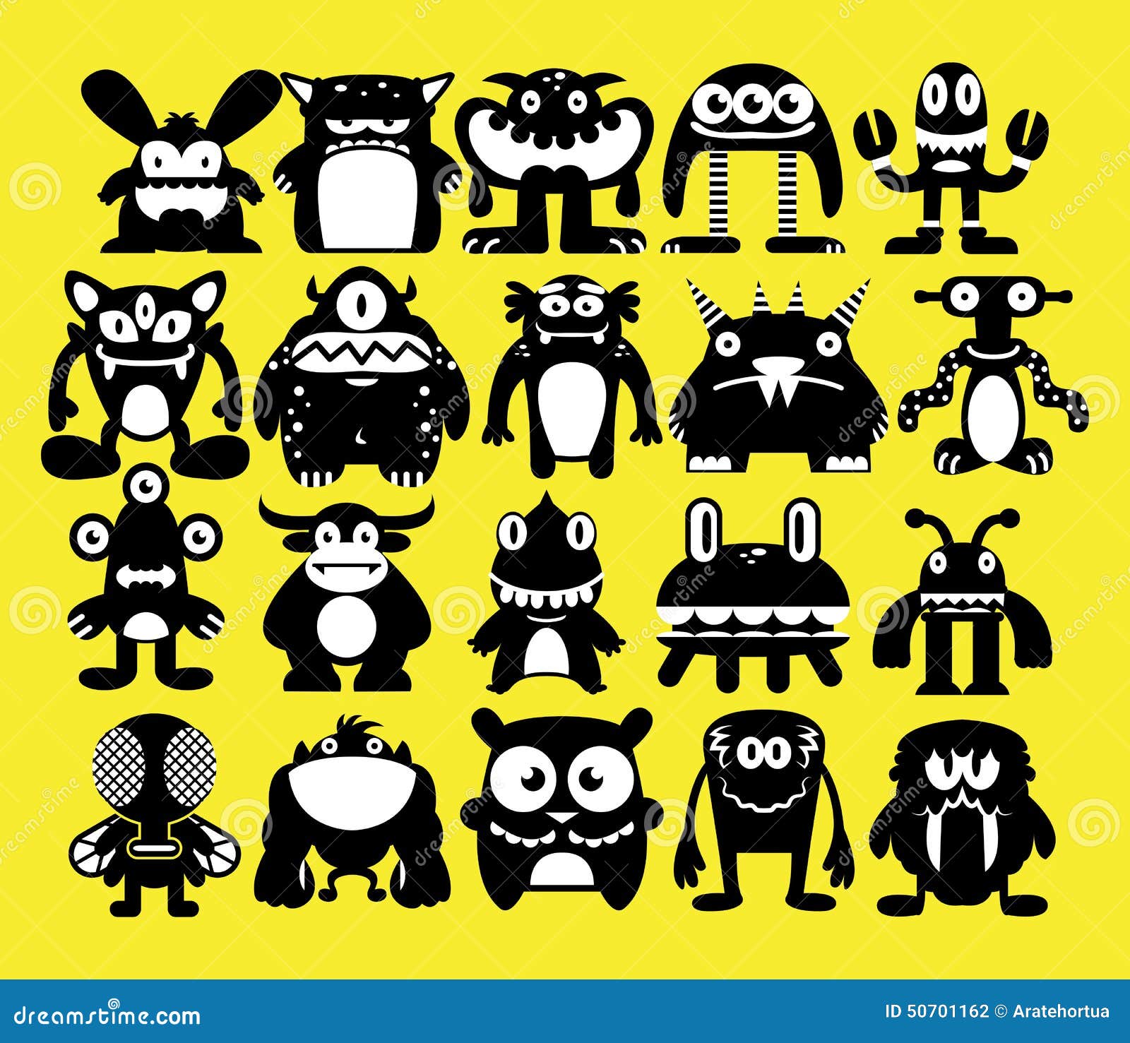 Cartoon Set of Different Monsters Isolated Stock Illustration ...