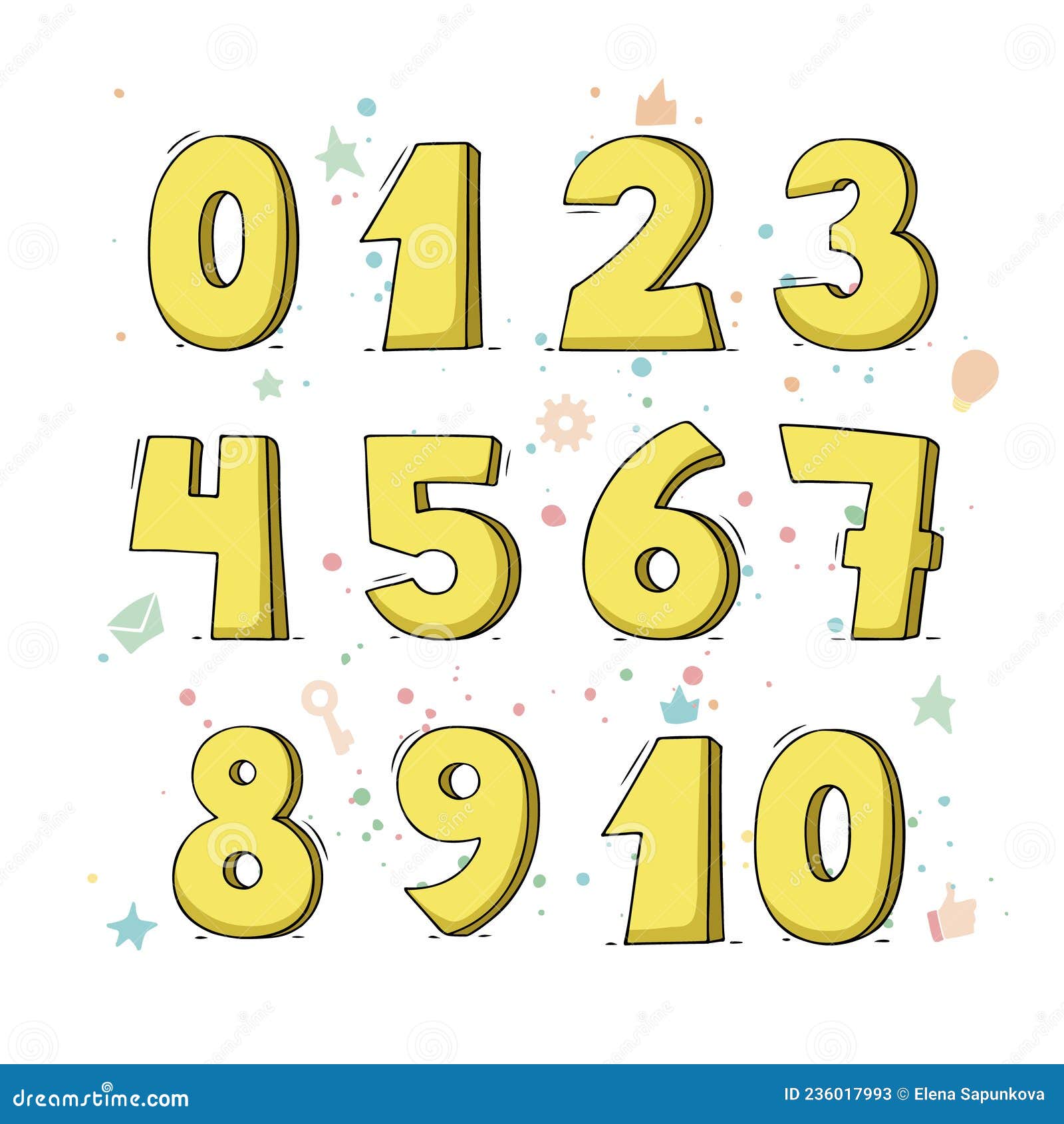Cartoon Set with Different Numbers. Stock Vector - Illustration of ...