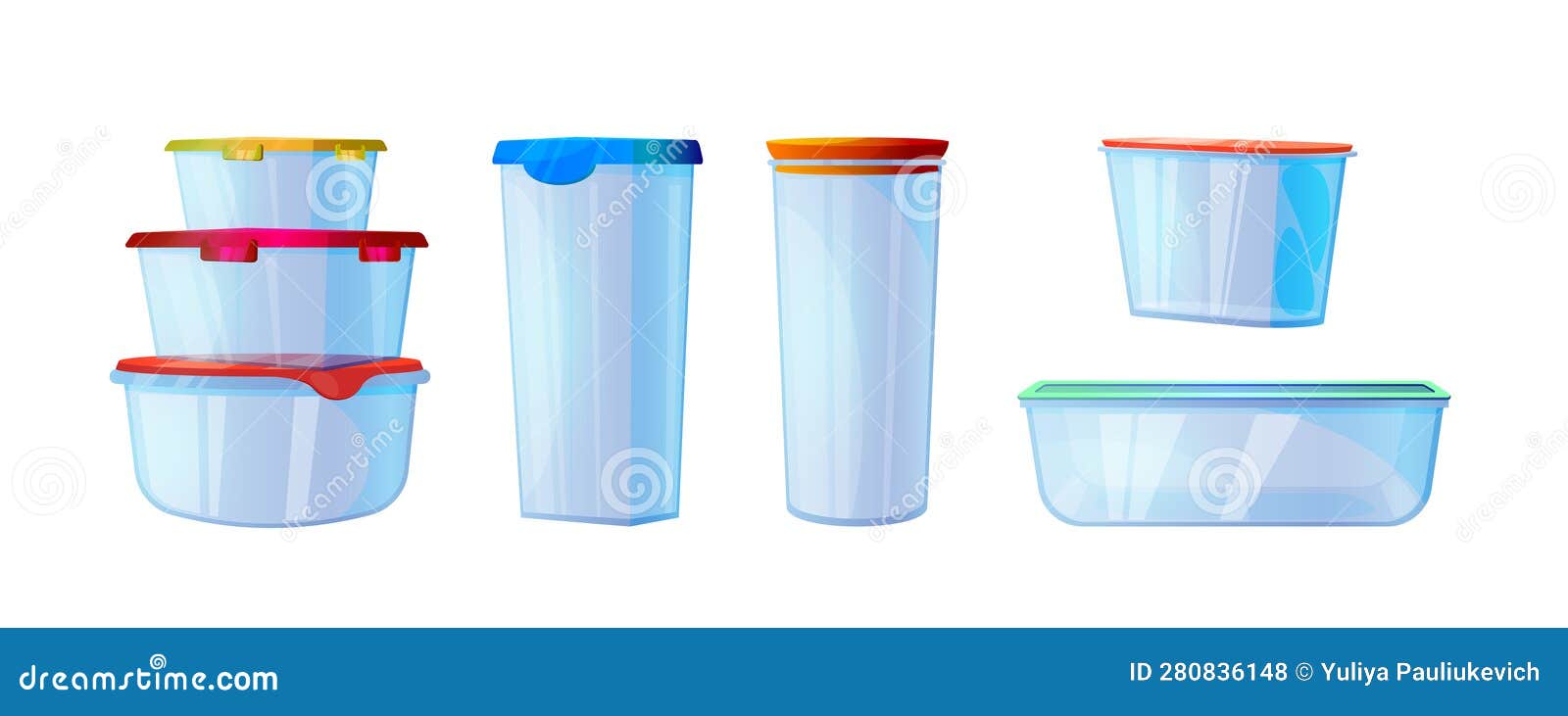 Cartoon Set of Empty Food Containers Stock Vector - Illustration of ...