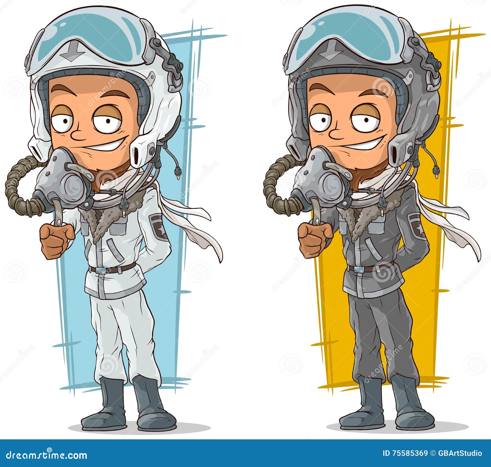 Cartoon Set of Pilots with Cool Helmets Stock Vector - Illustration of ...