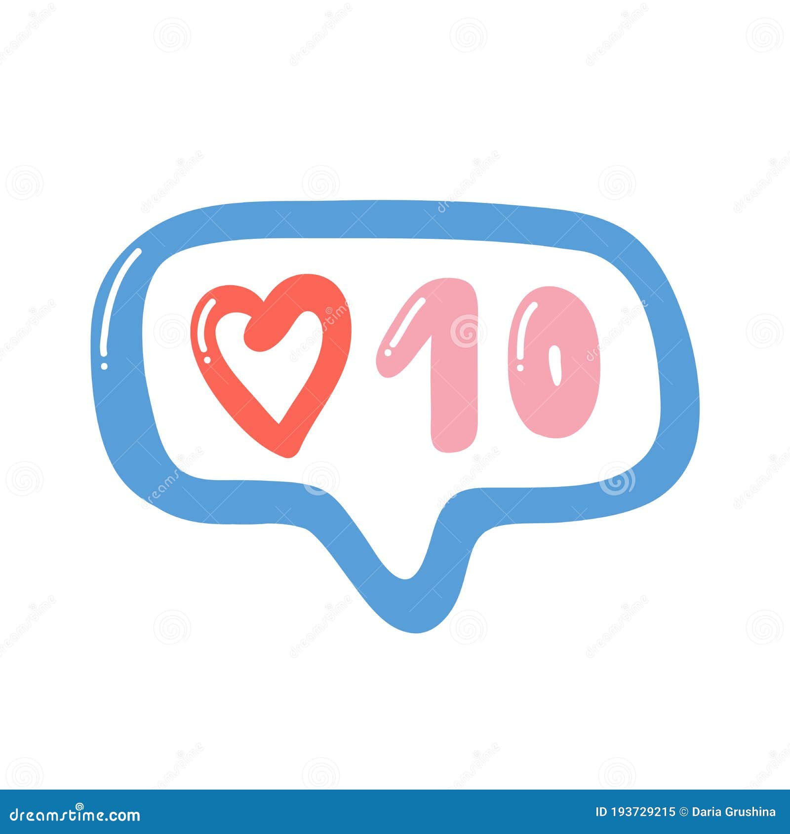 Cartoon Set with Red Like Bubble for Mobile App Design. Stock Vector ...