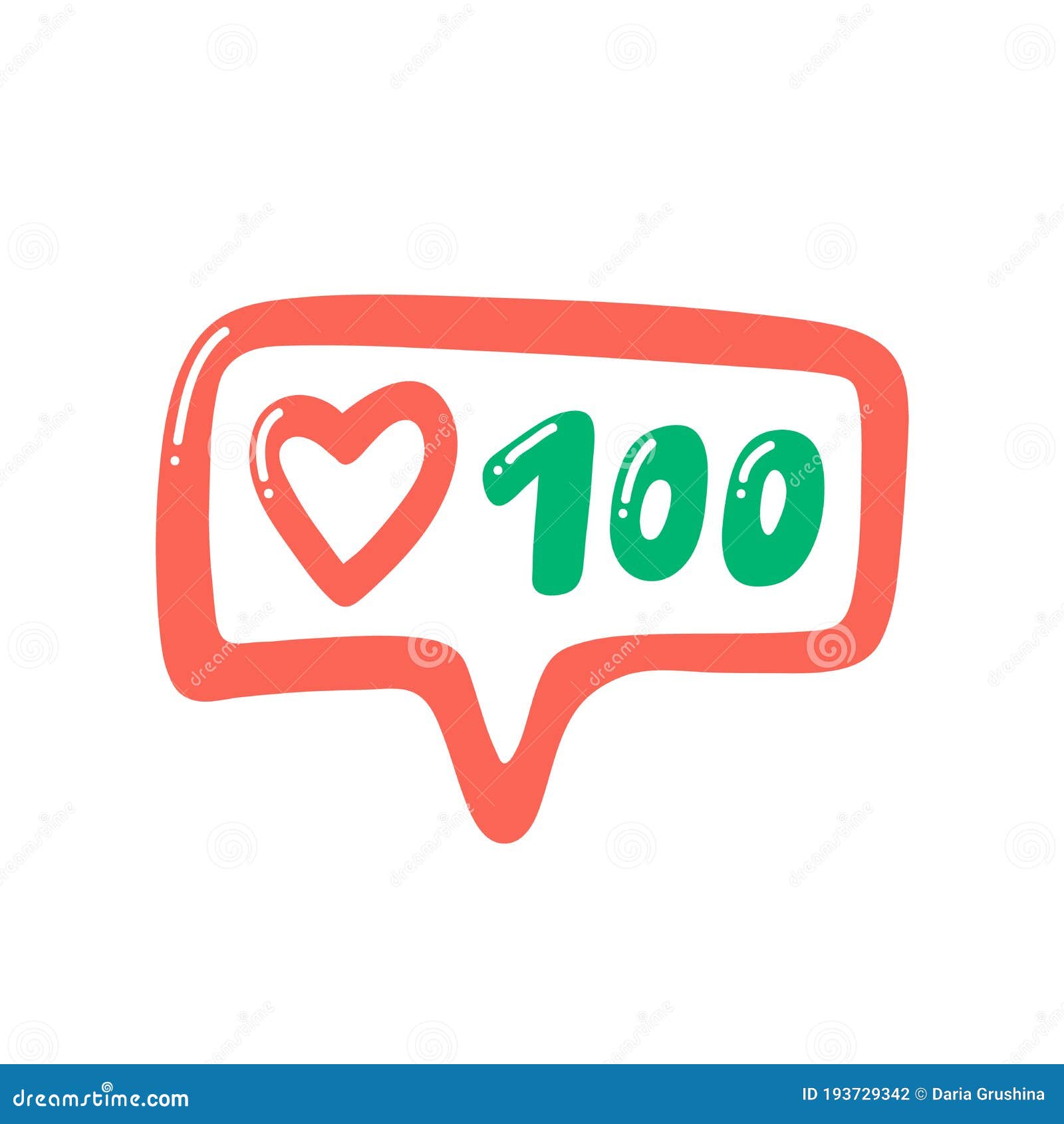 Cartoon Set with Red Like Bubble for Mobile App Design. Stock Vector ...