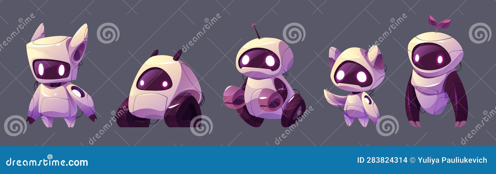 Cartoon Set Of Robot Characters 283824314