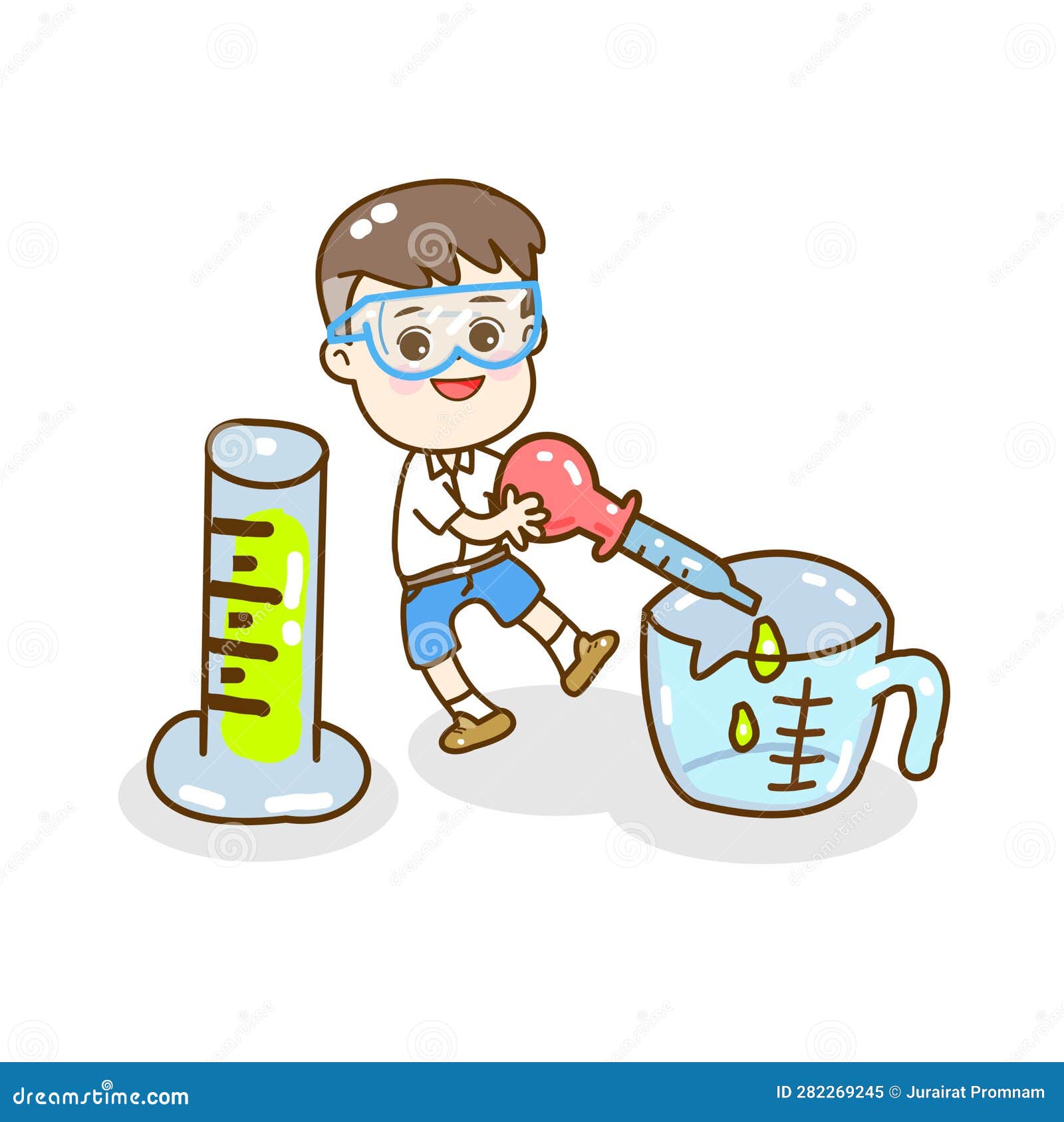 Cartoon Kids Learning Science Classroom. Stock Illustration ...