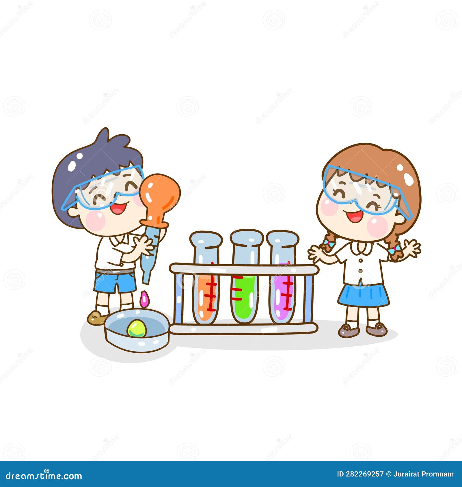 Cartoon Kids Learning Science Classroom. Stock Illustration ...