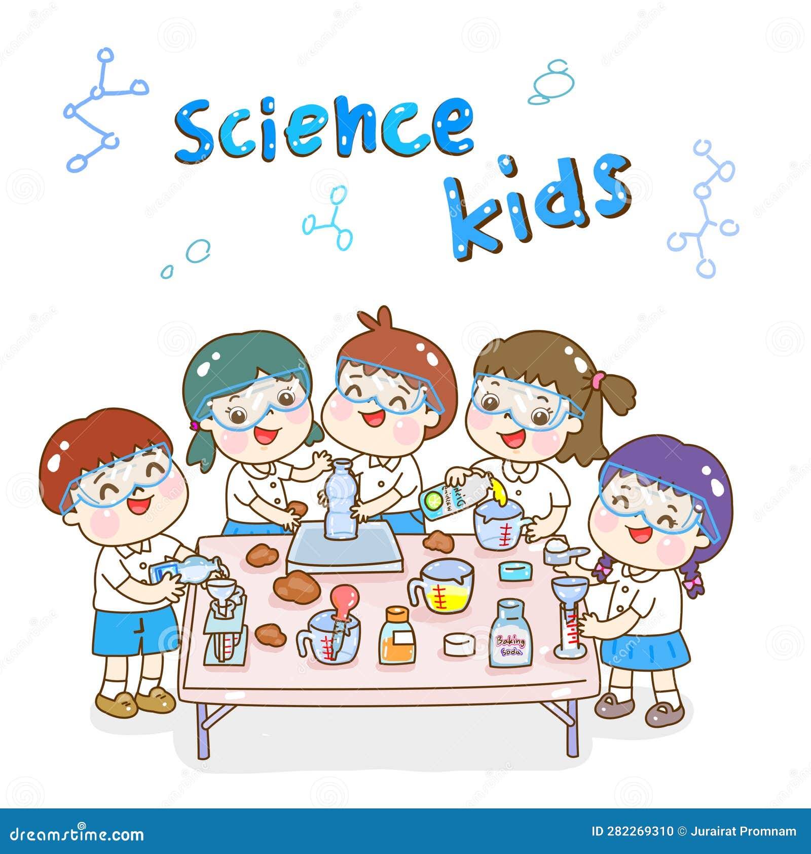 Cartoon Kids Learning Science Classroom. Stock Illustration ...
