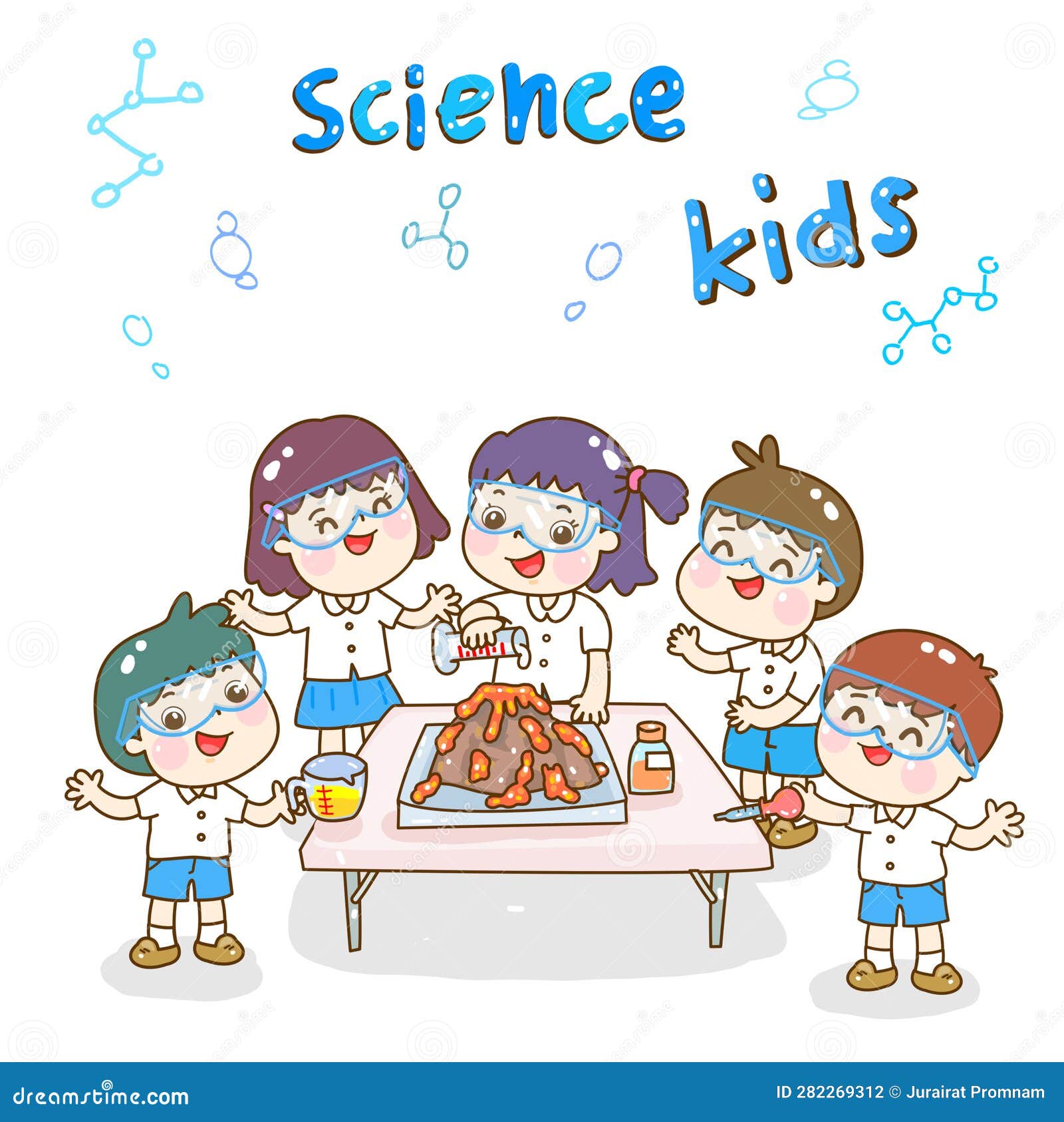 Cartoon Kids Learning Science Classroom. Stock Illustration ...