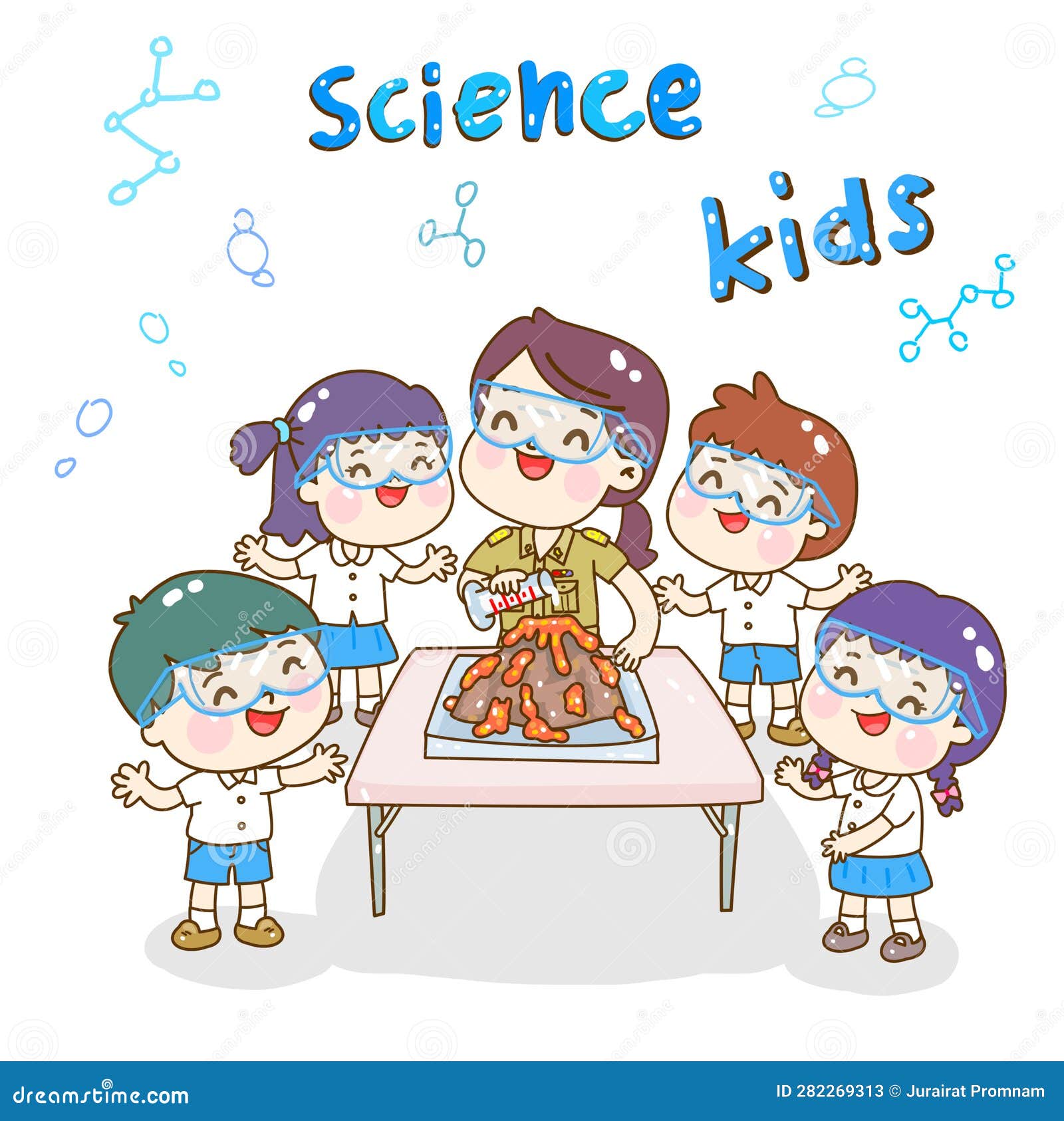 Cartoon Kids Learning Science Classroom. Stock Illustration ...