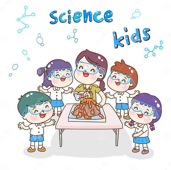 Cartoon Kids Learning Science Classroom. Stock Illustration ...