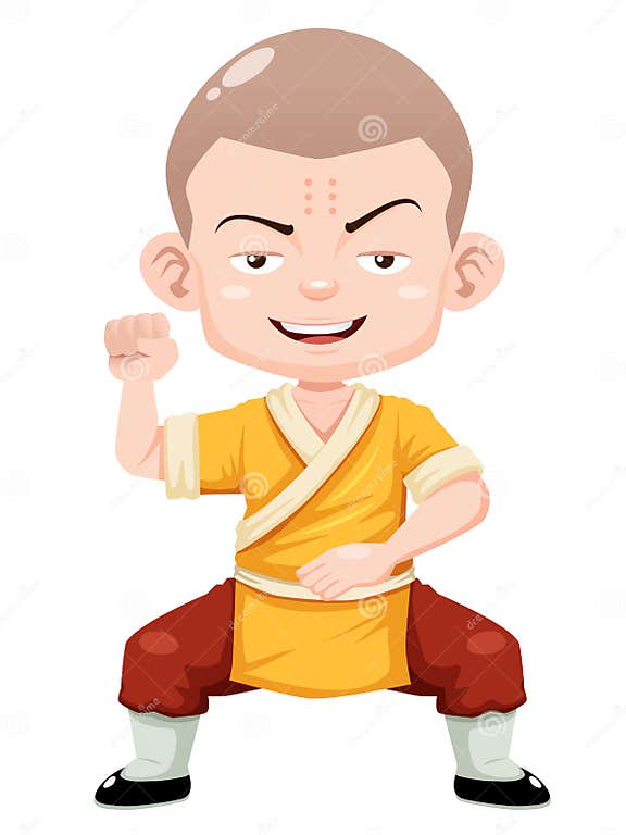 Cartoon Shaolin boy stock vector. Illustration of boxing - 27650161