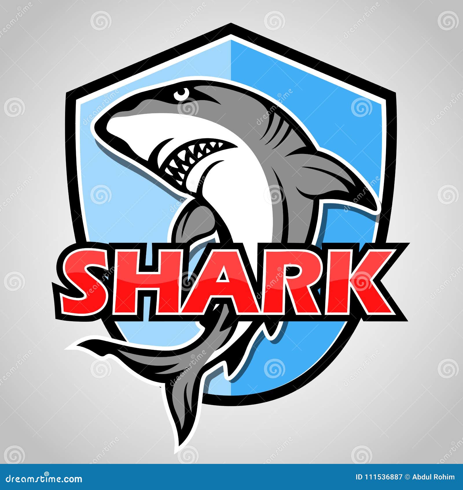 Shark Shield Sport Logo Vector Mascot Aquatic Predator Sport Emblem ...