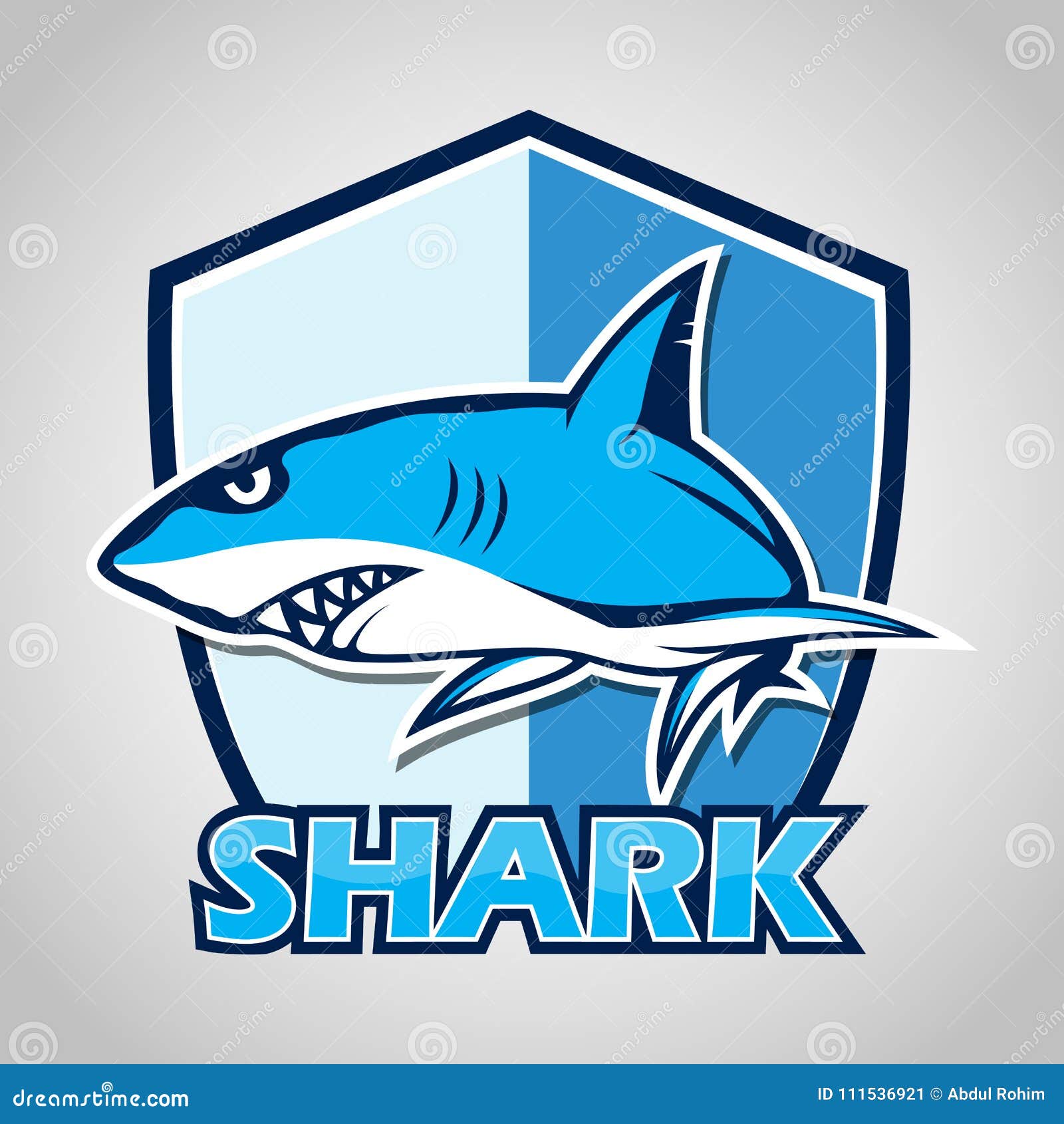 Shark Shield Sport Logo Vector Mascot Aquatic Predator Sport Emblem ...