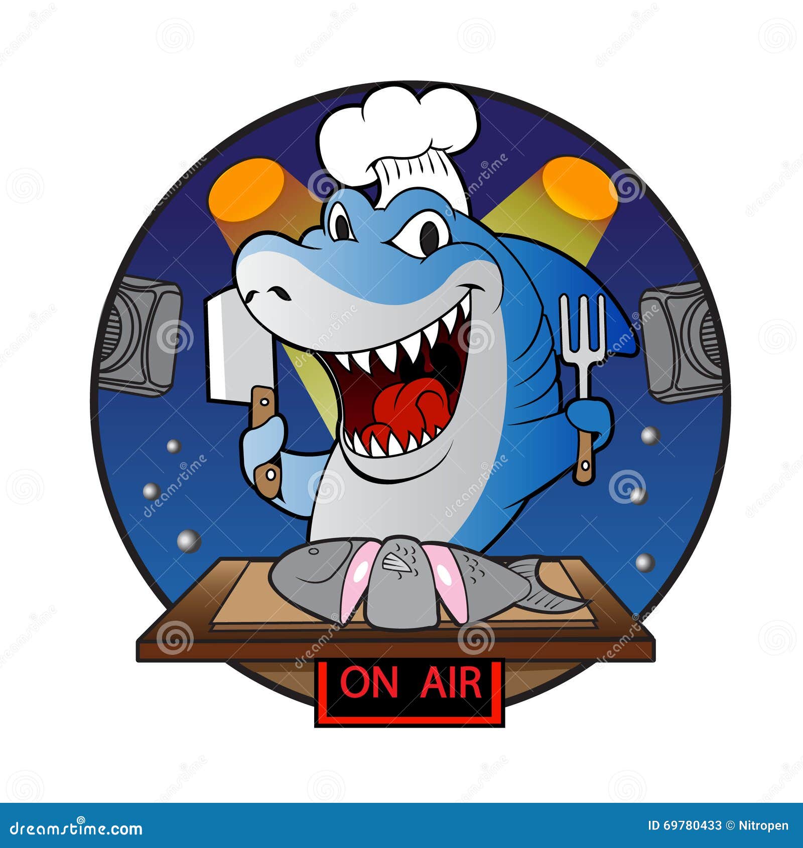 Cartoon shark chef. stock vector. Illustration of danger - 69780433