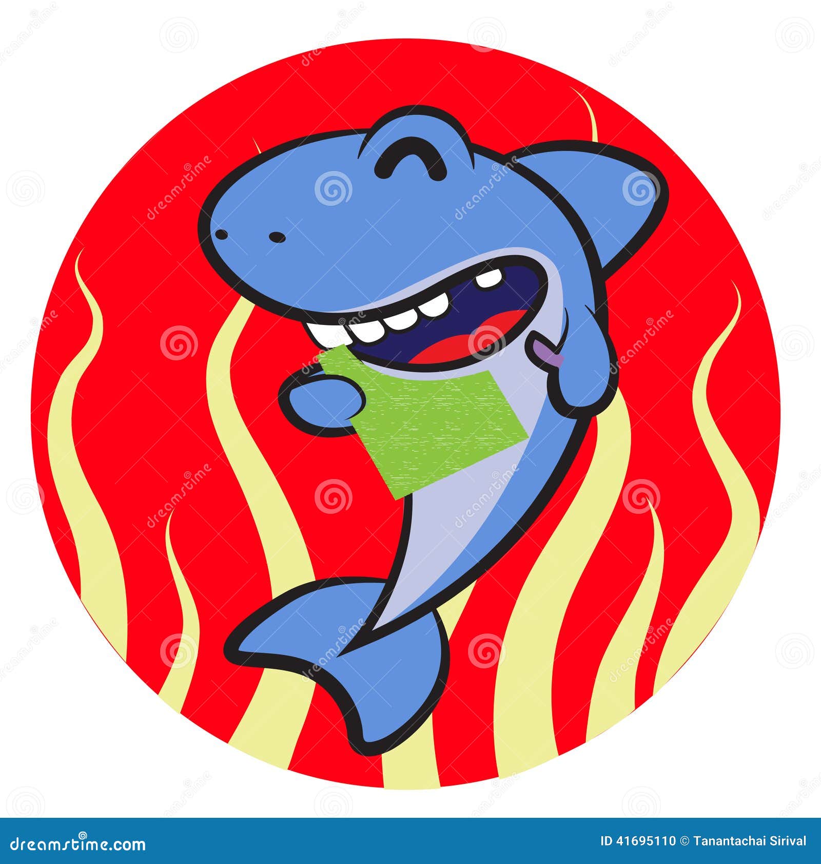 Cartoon Shark Eating Fried Seaweed Vector Illustration | CartoonDealer ...