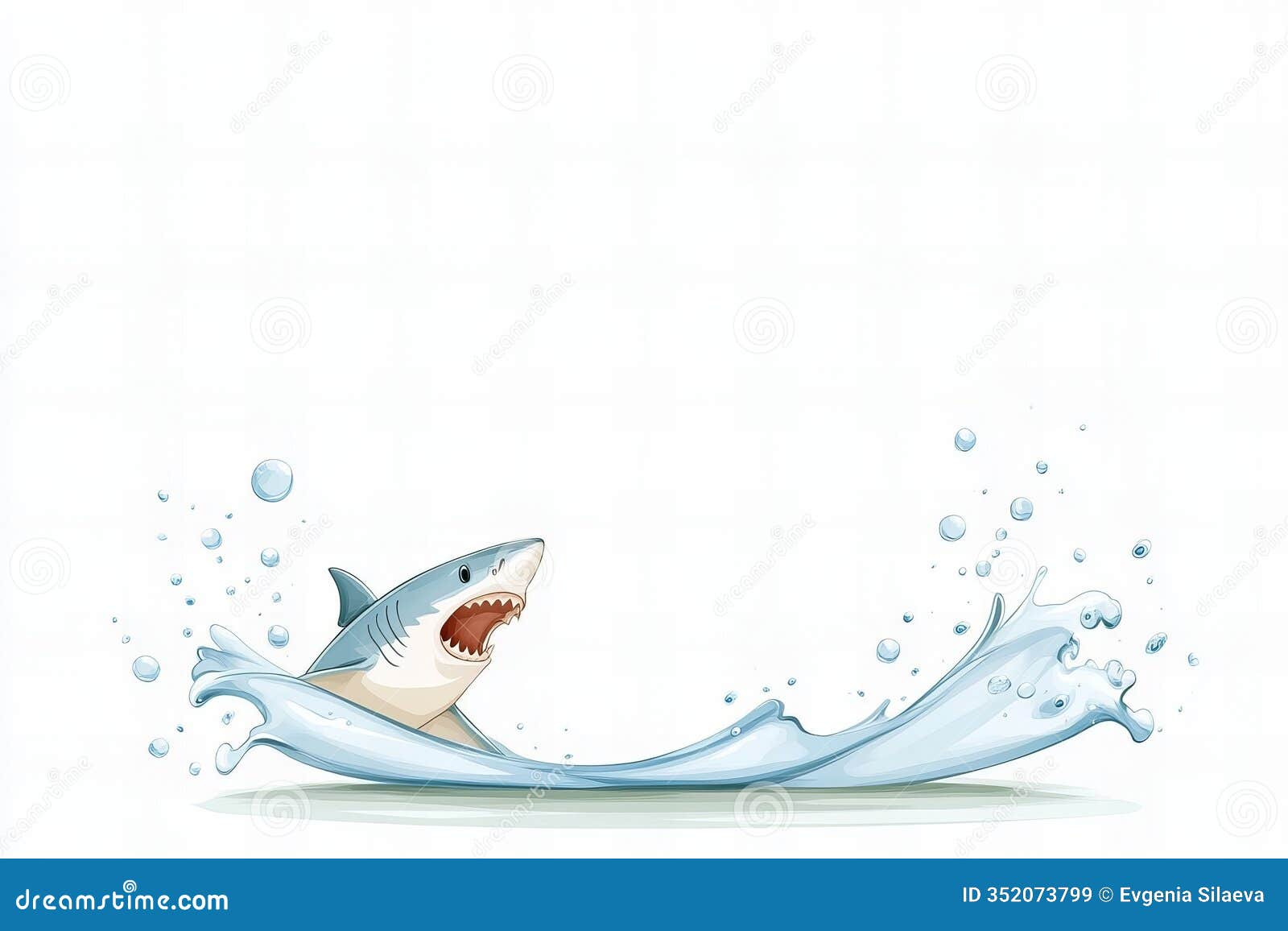 Cartoon Shark Splashing in Water with Bubbles Stock Illustration ...