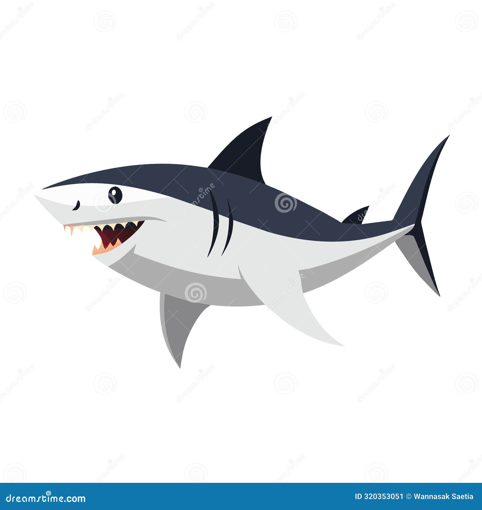 Cartoon shark swimming stock vector. Illustration of bird - 320353051
