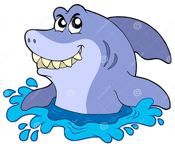 Cartoon shark in water stock vector. Illustration of aqua - 9189993