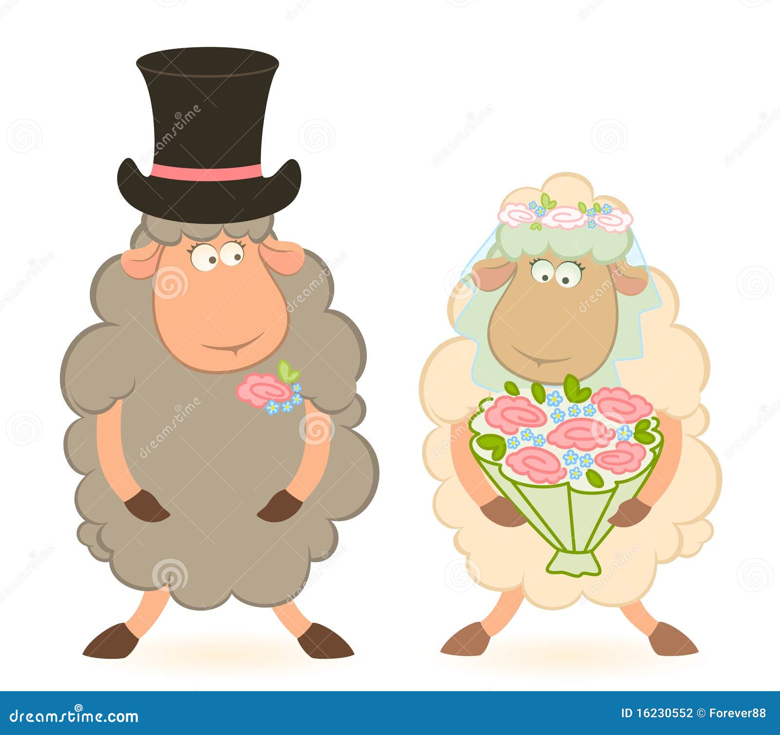 Cartoon Sheep Bridegroom and Bride Stock Vector - Illustration of ...