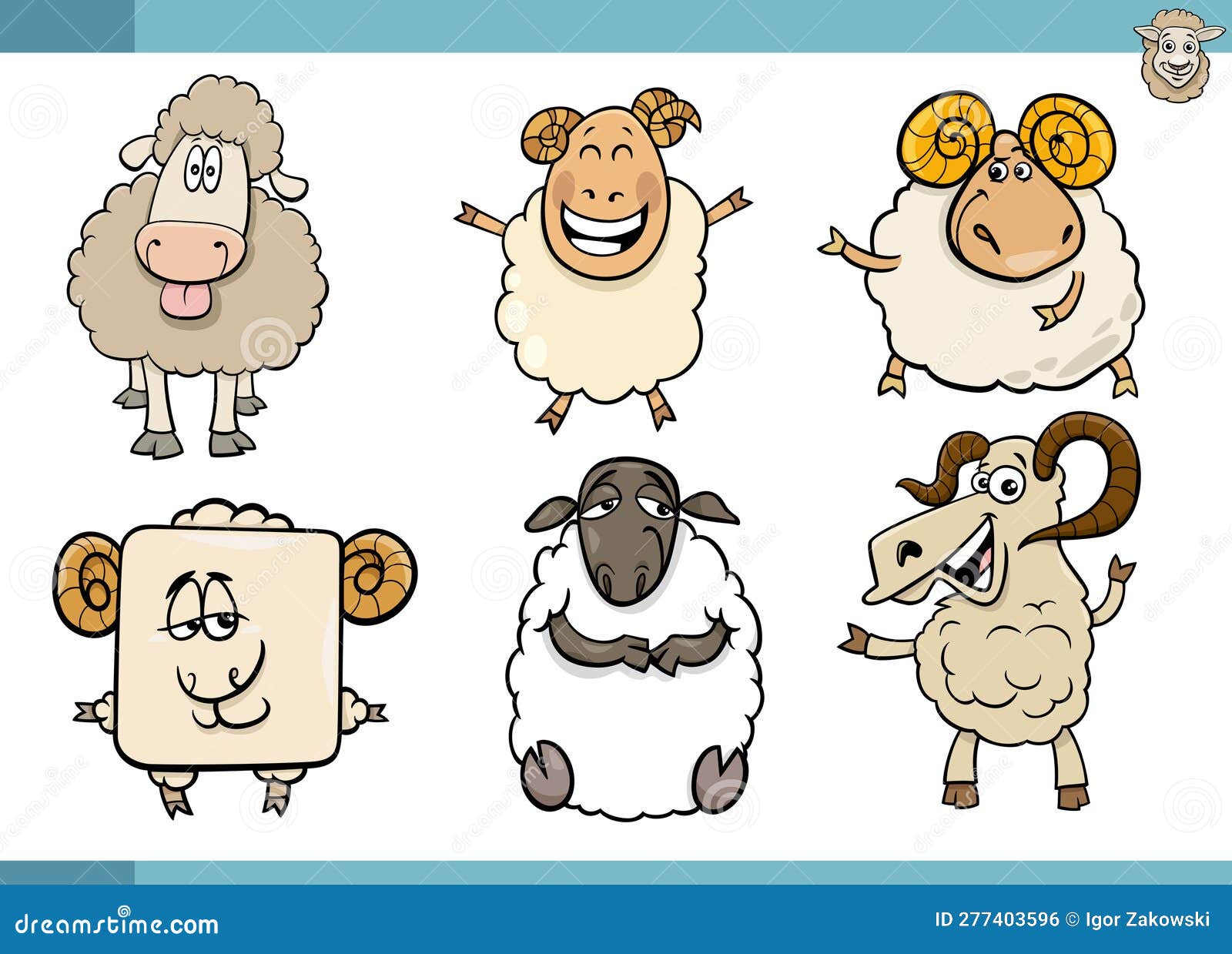 Cartoon Sheep Farm Animals Comic Characters Set Stock Vector ...