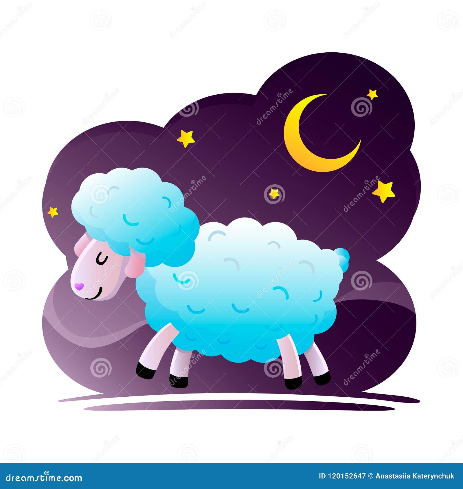Cartoon Sheep Sleeping, Night, Moon And Star. | CartoonDealer.com ...
