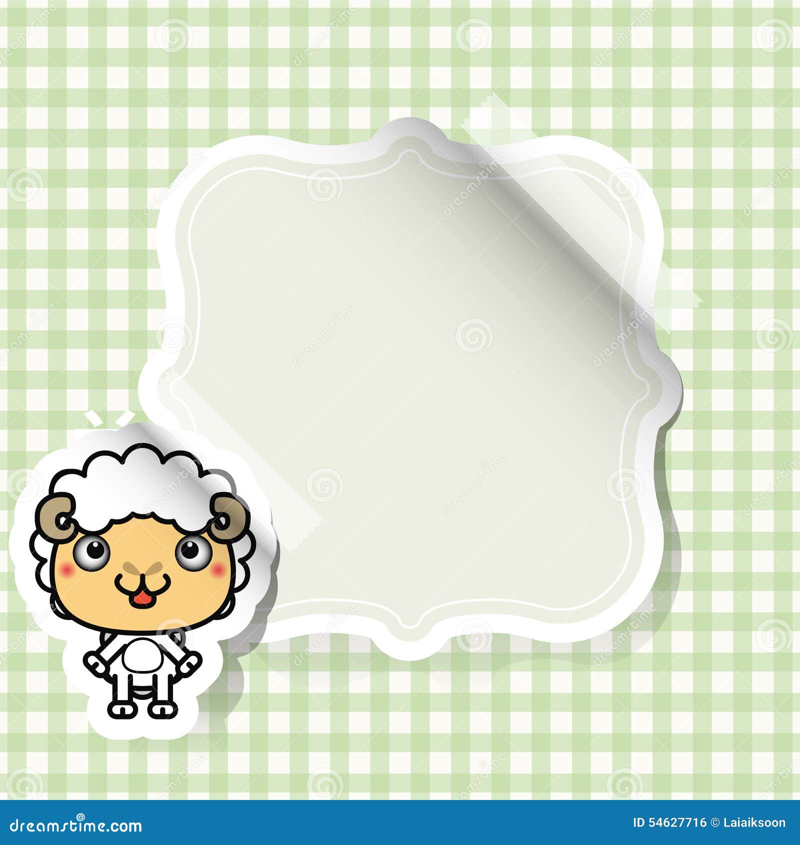 Cartoon Sheep Sticker with Place for Text Stock Vector - Illustration ...