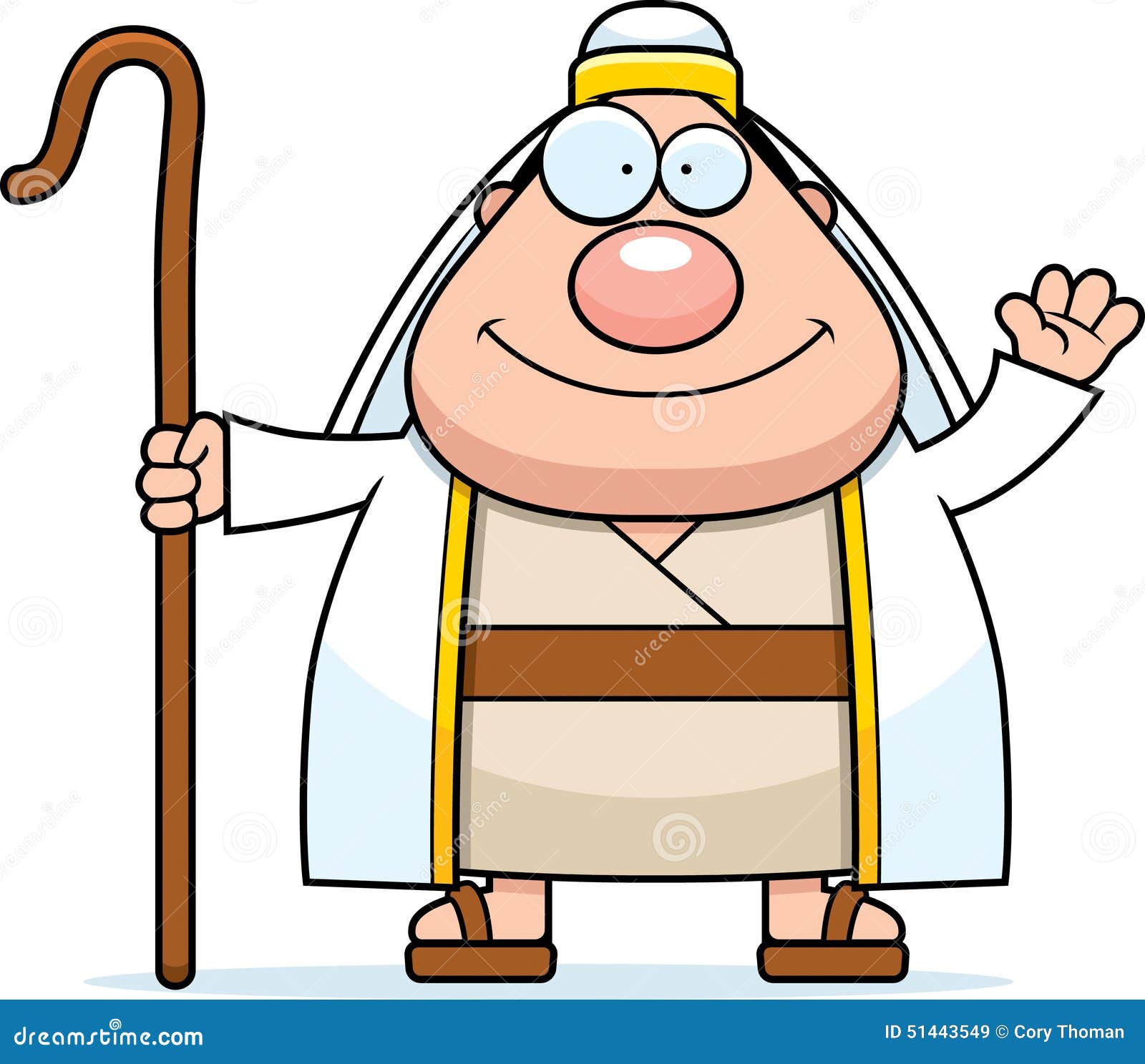 Cartoon Shepherd Waving stock vector. Illustration of crook - 51443549