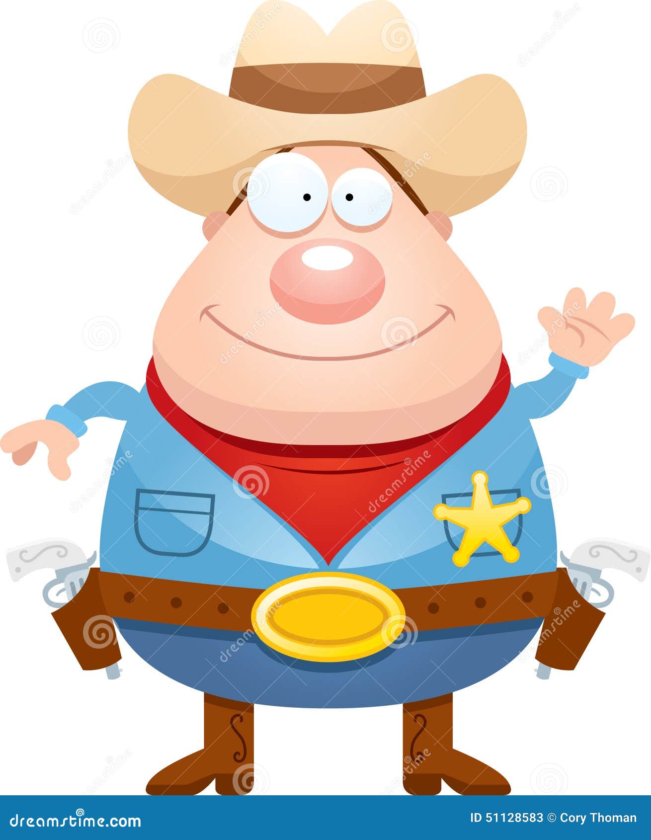 Cartoon Sheriff Waving stock vector. Illustration of cartoon - 51128583