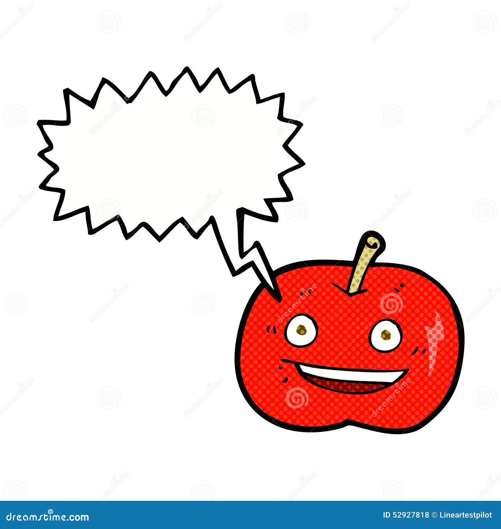 Cartoon Shiny Apple with Speech Bubble Stock Illustration ...