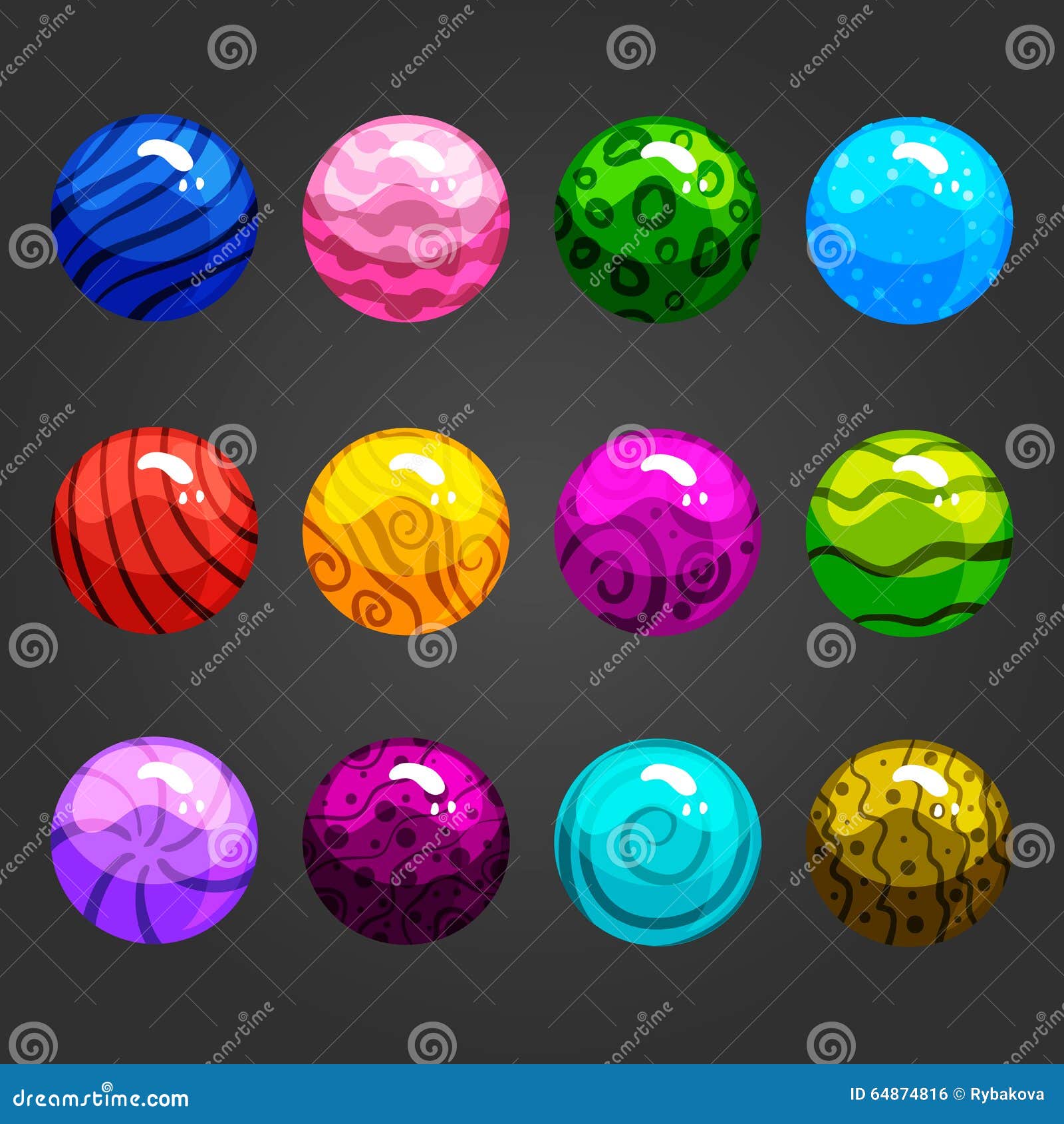 Cartoon Shiny Hand Cursors Icon For Game. Vector Illustration ...