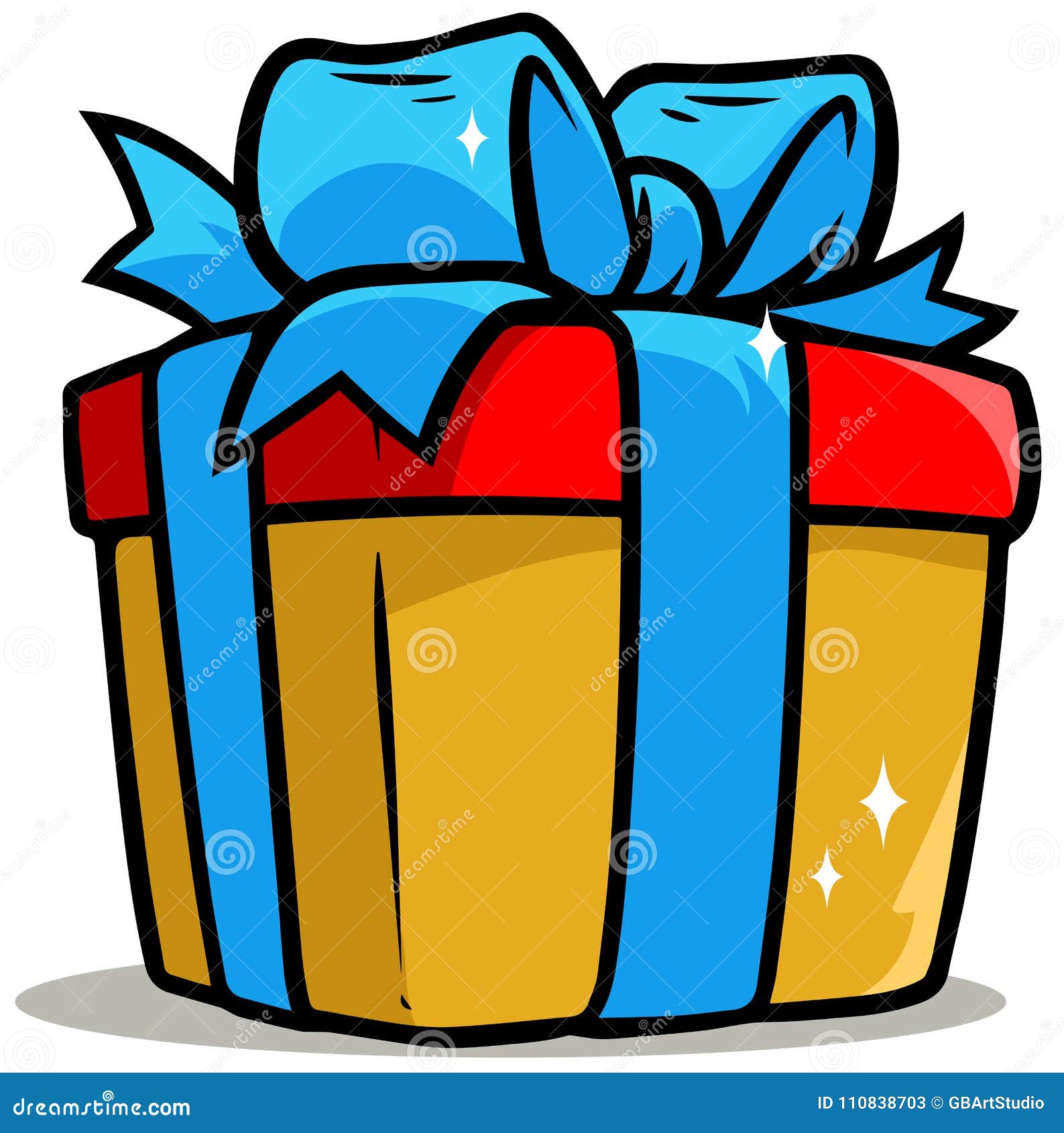 Cartoon Shiny Yellow Present Gift Box Stock Vector - Illustration of ...