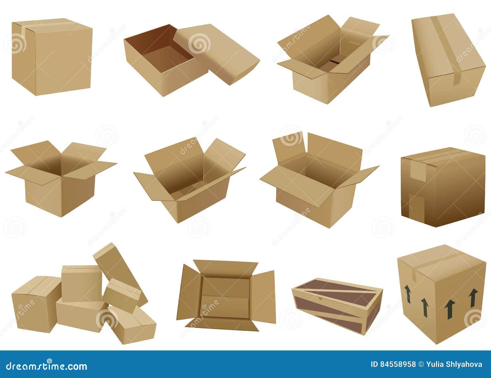 Cartoon shipping boxes stock vector. Illustration of deliver - 84558958