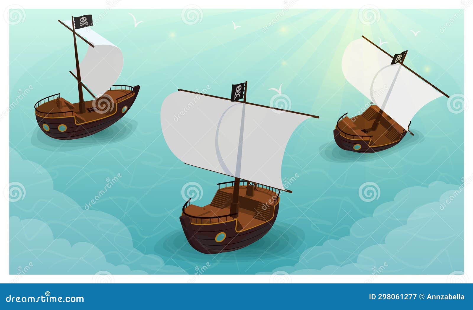 Cartoon Ships Vector Illustration for Kids Stock Illustration ...