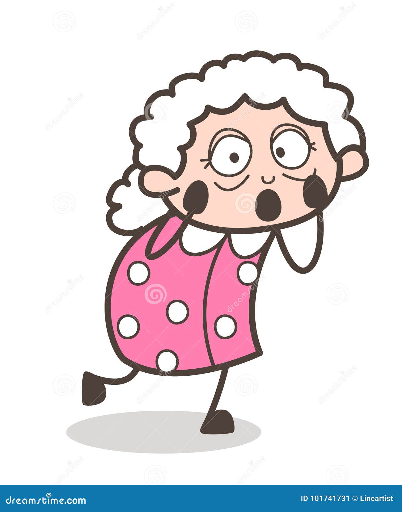 Cartoon Shocked Granny Expression Vector Illustration Stock ...