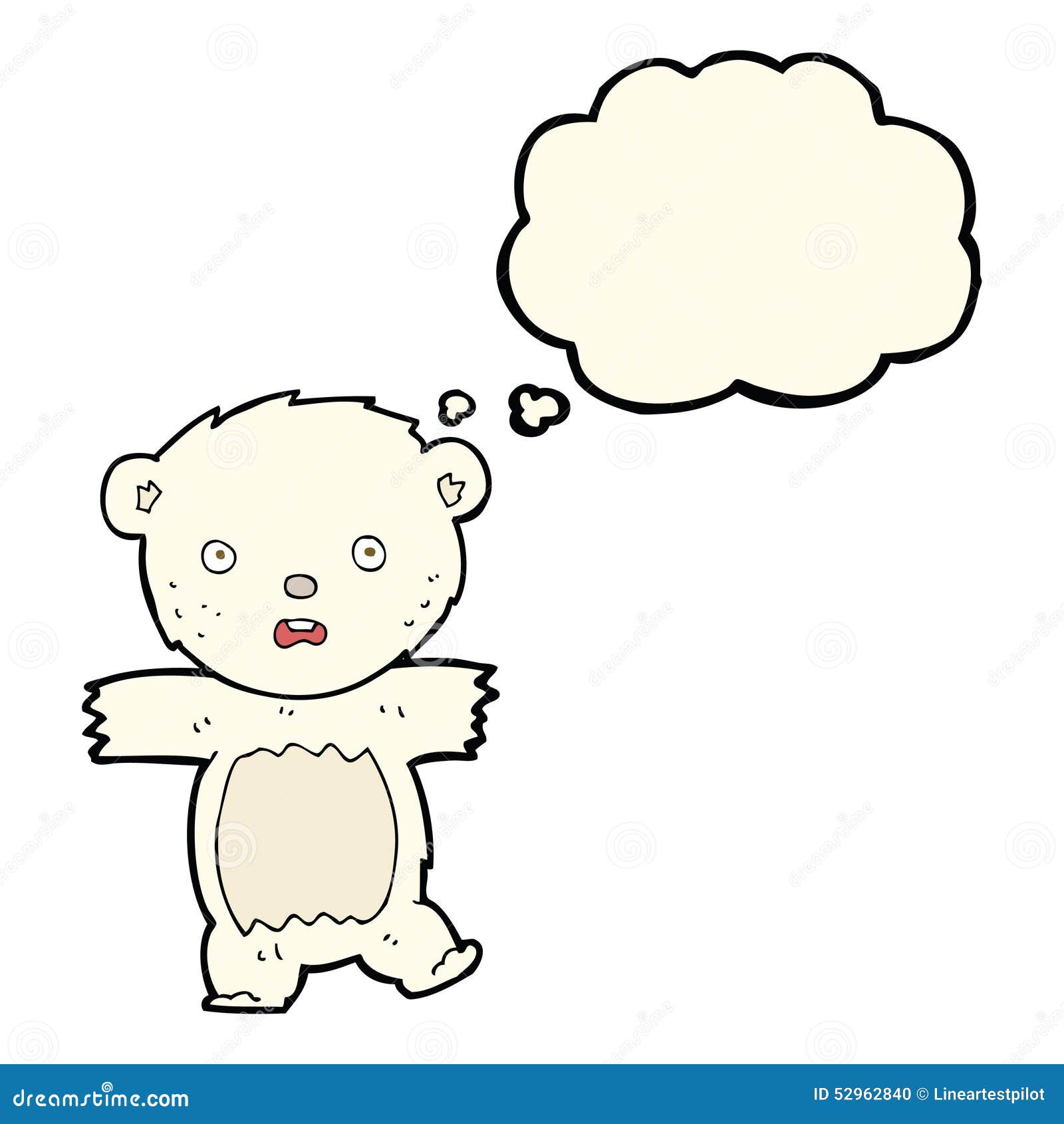 Cartoon Shocked Polar Bear Cub with Thought Bubble Stock Illustration ...