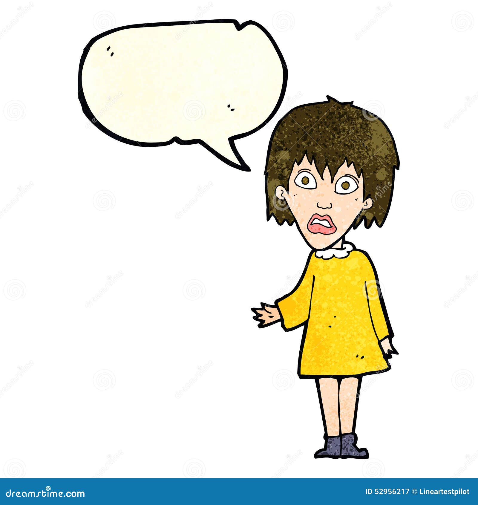 Cartoon Shocked Woman with Speech Bubble Stock Illustration ...