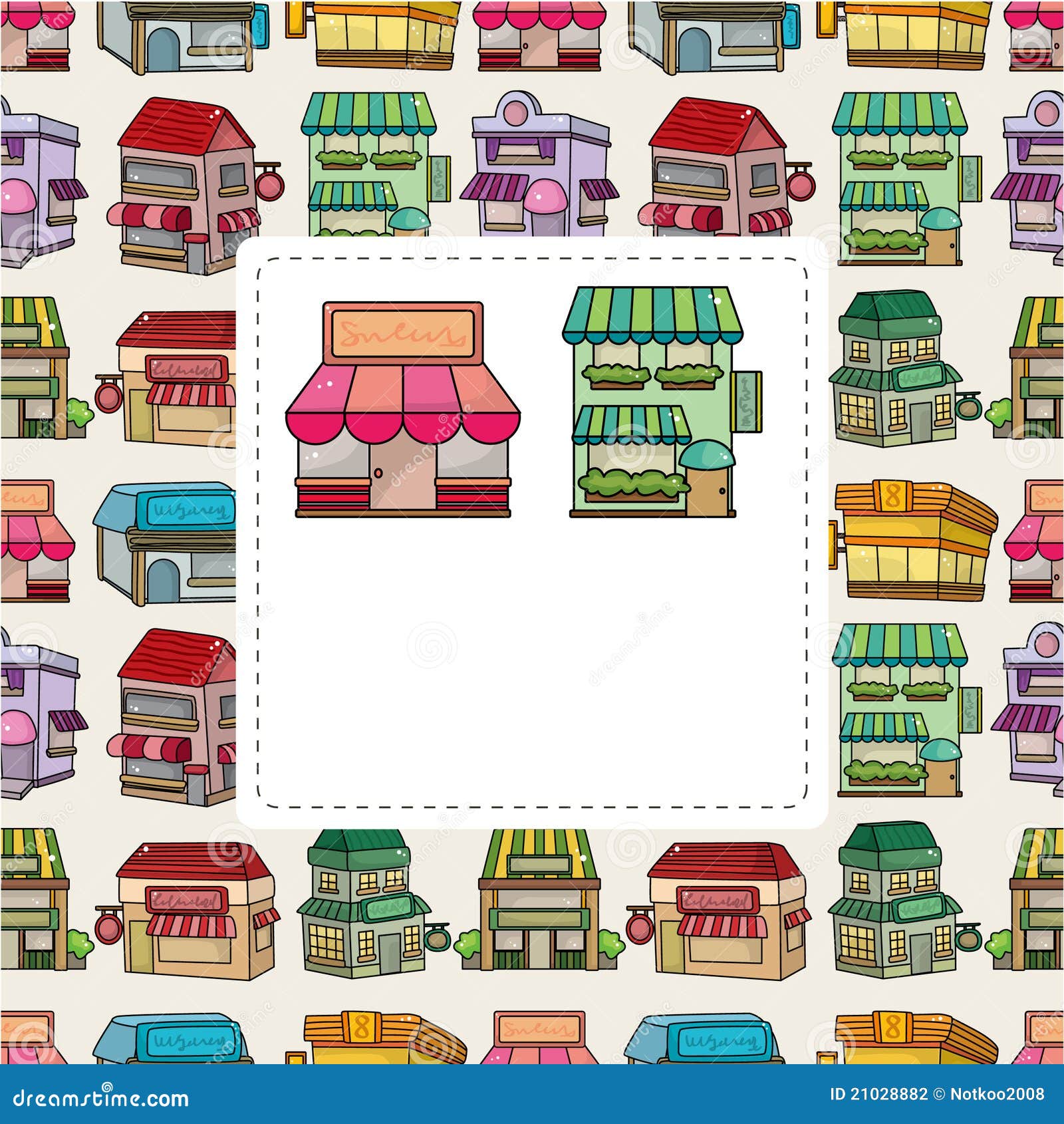 Cartoon Shop Building With Apartments And Banners Vector Illustration ...