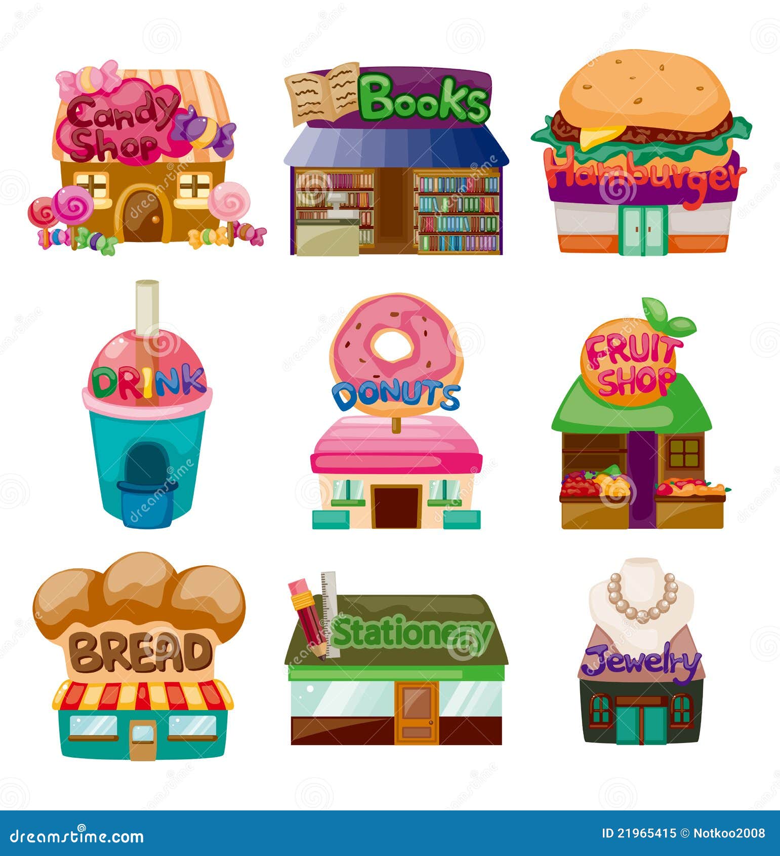 Cartoon Shop Building With Apartments And Banners Vector Illustration ...