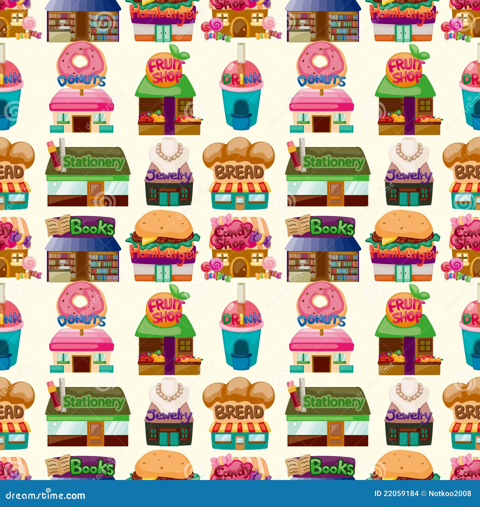 Cartoon Shop Building With Apartments And Banners Vector Illustration ...