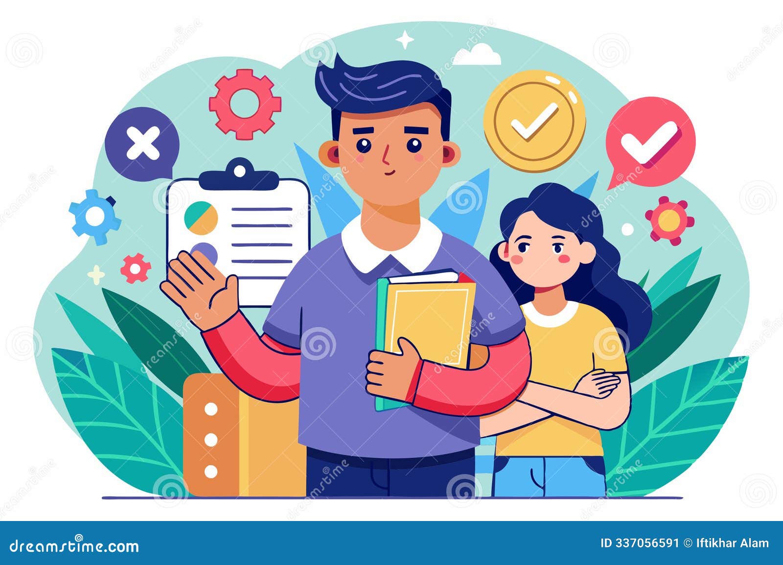 A Cartoon Shows One Person Holding Documents with Another Behind ...