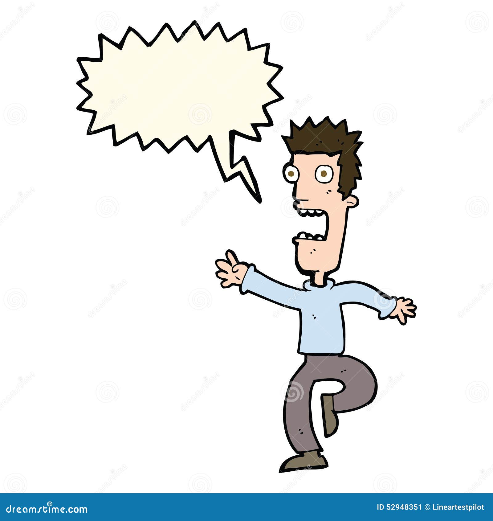 Cartoon Shrieking Man with Speech Bubble Stock Illustration ...